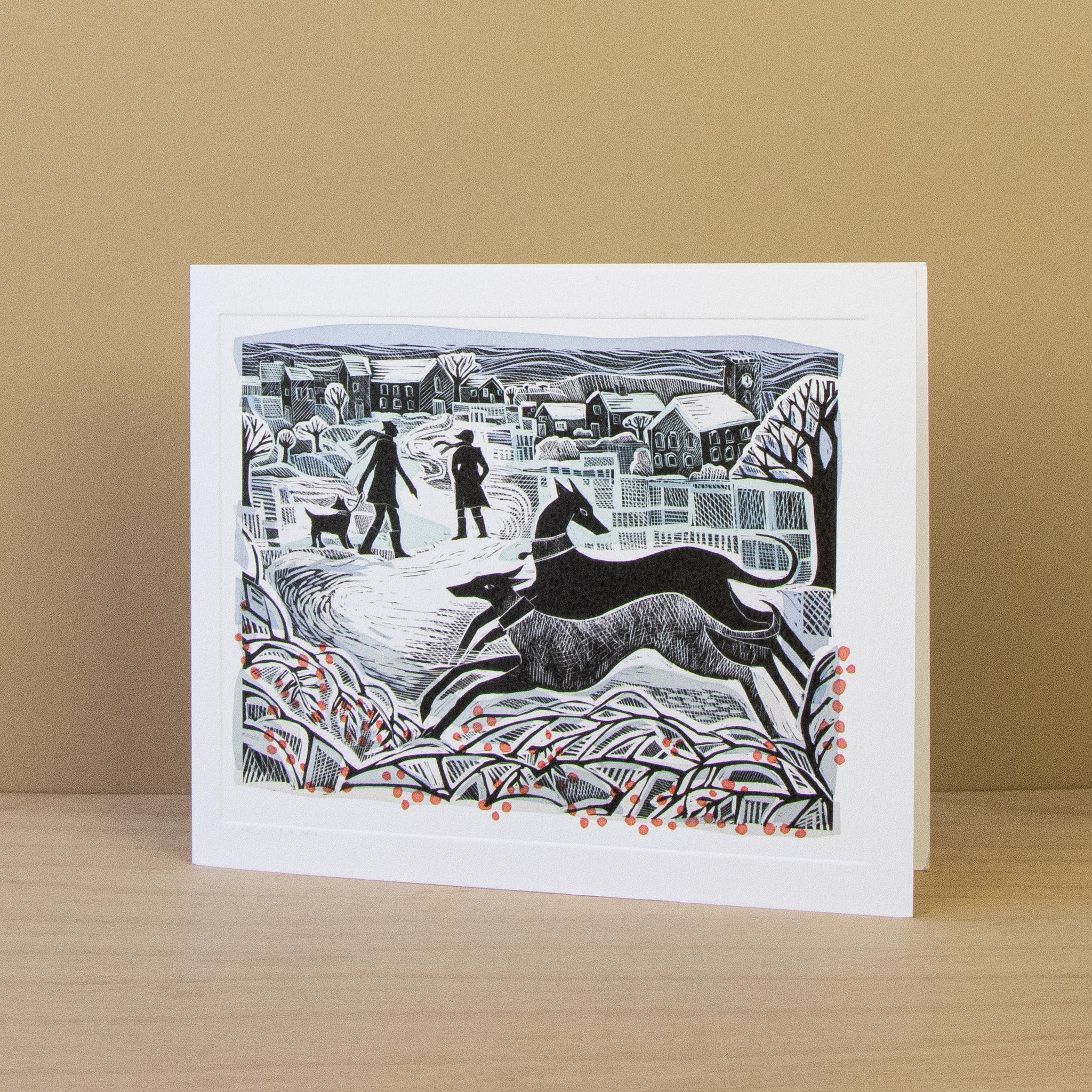 Whippets in Winter by Angela Harding – Art Angels